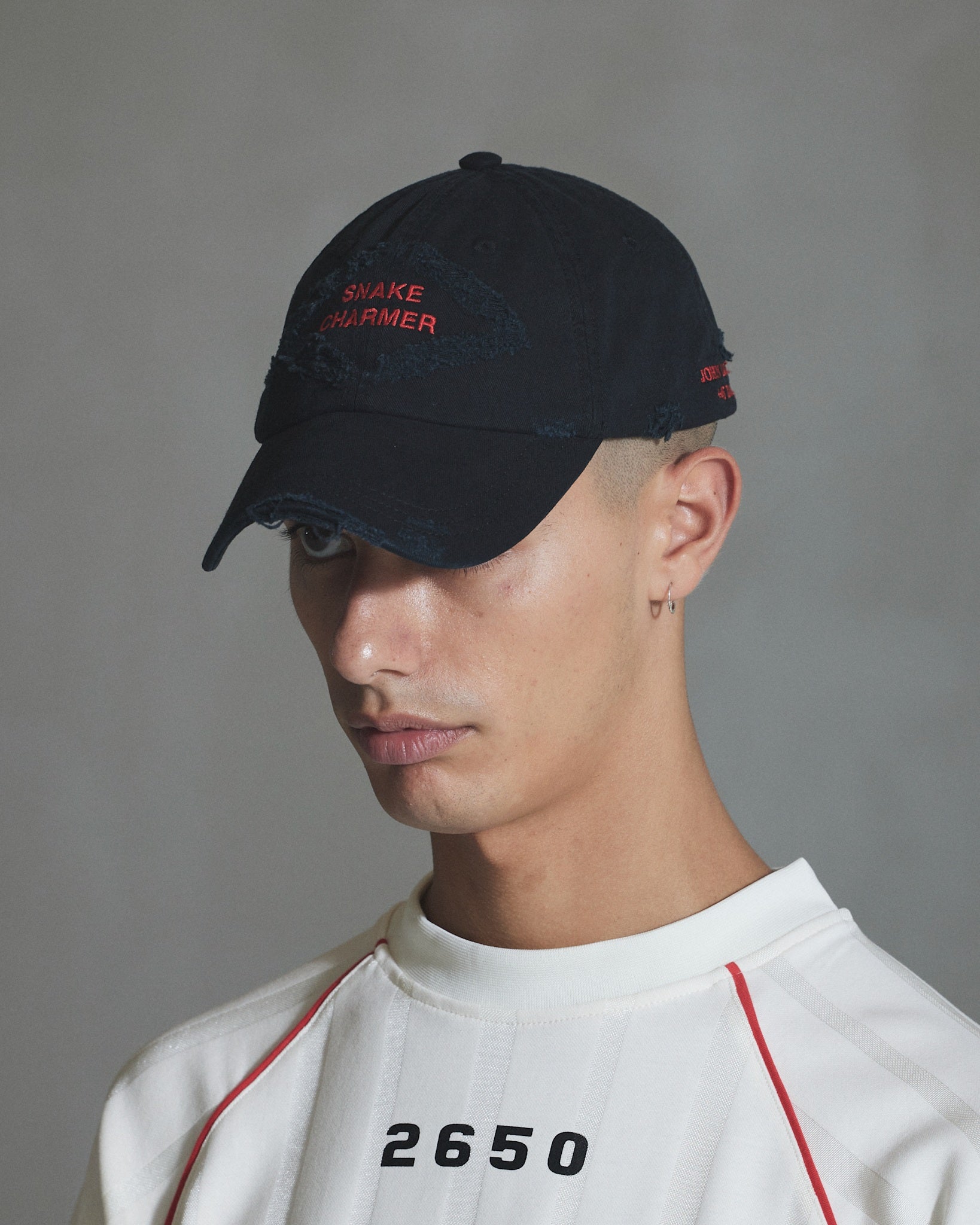 Distressed Snake Baseball Cap - Anthracite Black – Han Kjøbenhavn